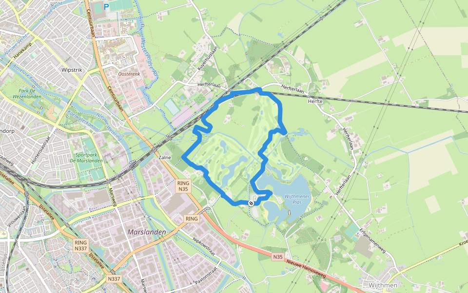 WNW IJsseldelta - Wijthmenerplas - green route in Overijssel | Walking Map