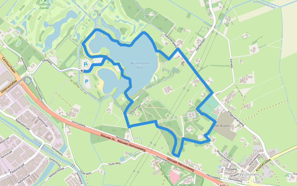 WNW IJsseldelta - Wijthmenerplas - yellow route in Overijssel | Walking Map