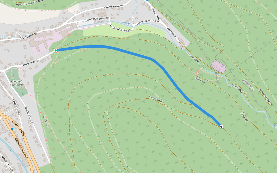 Calmbach Friedhofsweg - Tannhalde Sentier pédestre - Mauvais Wildbad ...