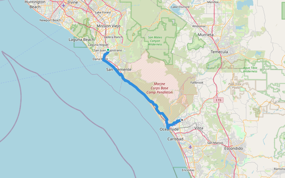 California Mission Trail - stage 02 Mission San Luis Rey to Mission San ...