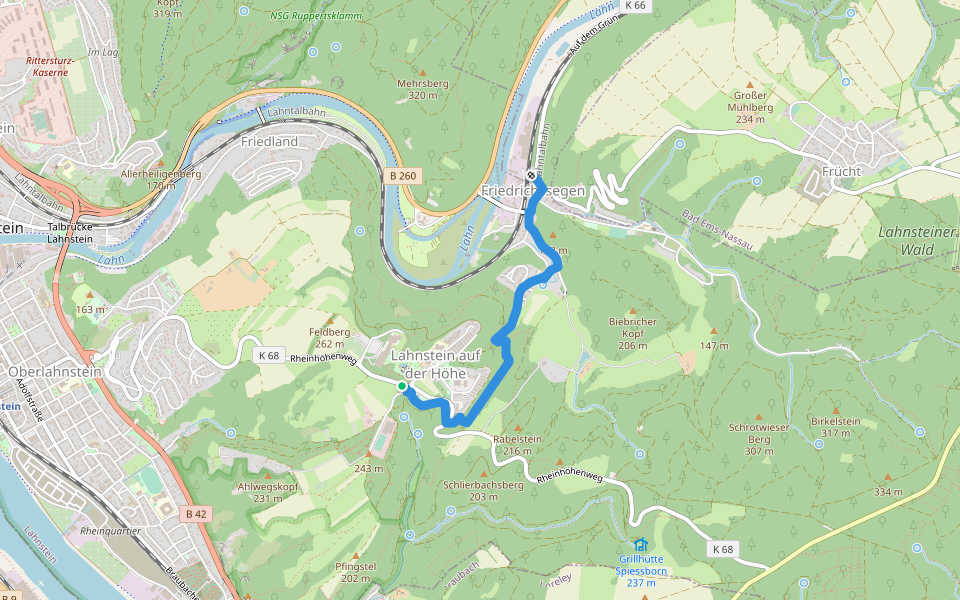Rheinsteig-Zuweg Friedrichssegen Hiking Trail - Lahnstein, Rheinland ...