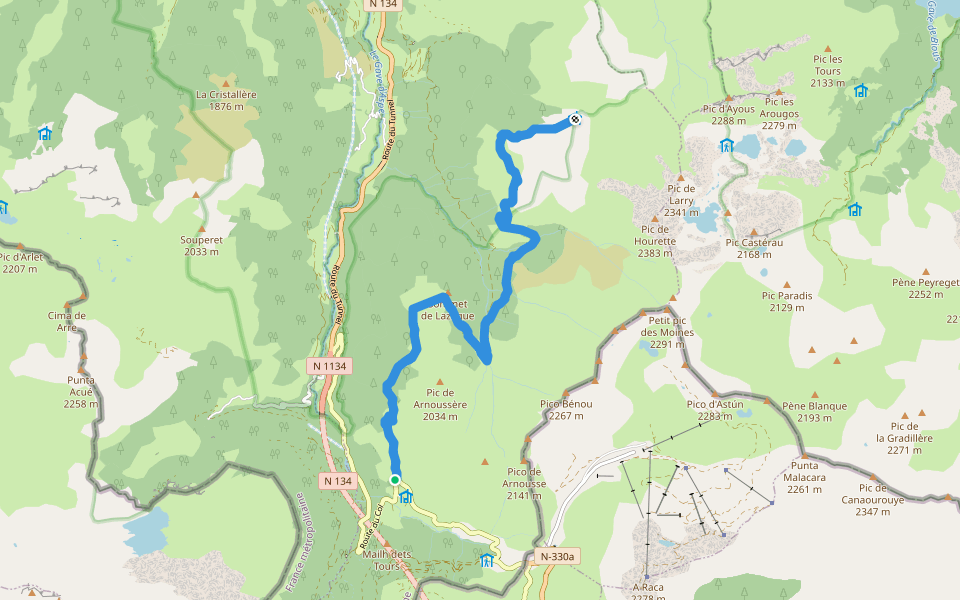 Peyranère trail to Refuge de Larry PNP in Nouvelle-Aquitaine | Walking Map