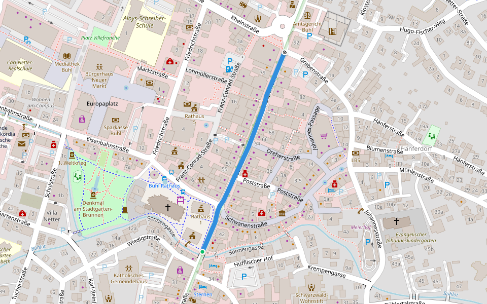 Bühl 시청 - 관광 정보 in Baden-Württemberg | Walking Map
