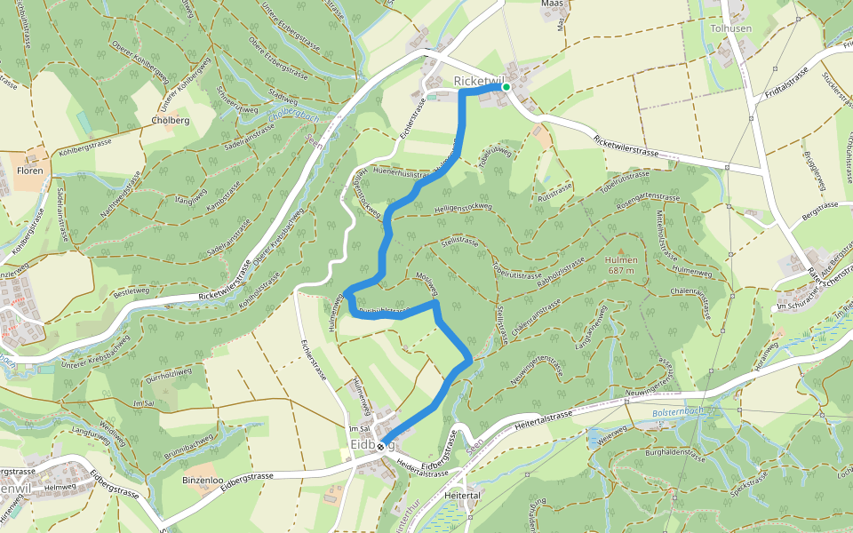 Ober Ricketwil - Eidberg in Zürich | Walking Map