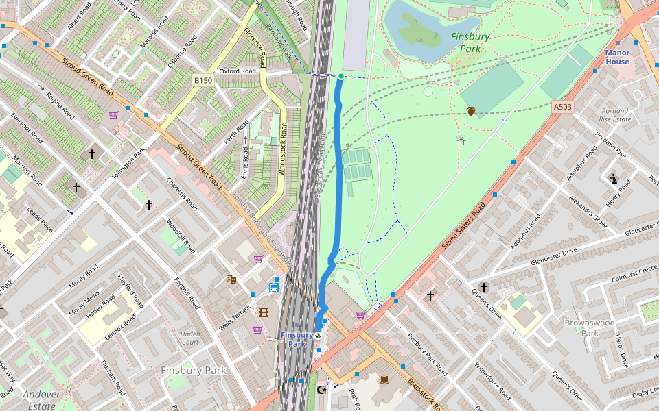 Capital Ring link to Finsbury Park station in England | Walking Map