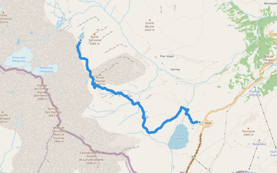 Piccolo San Bernardo road (Park.Lac Verney) - Lacs de la Pointe Rousse ...