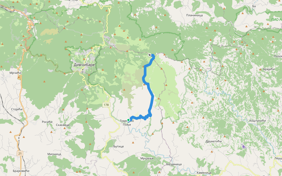Mountain trail Tometino Polje - Veliki Maljen | Walking Map