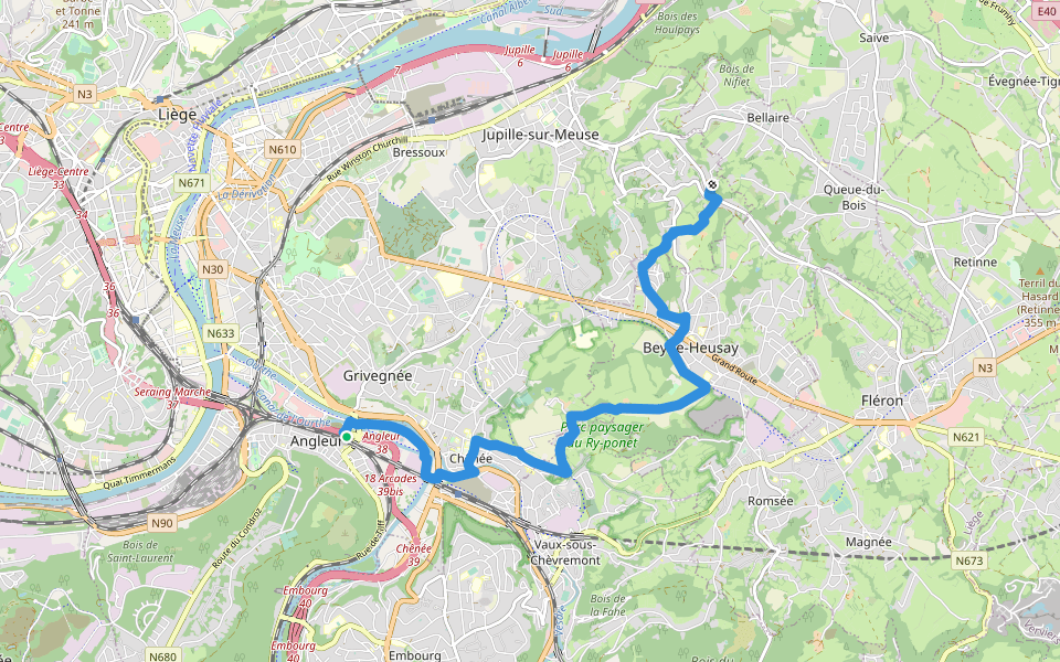 GR 412L Link GR 573 and Angleur station Hiking Trail - Liège, Région ...