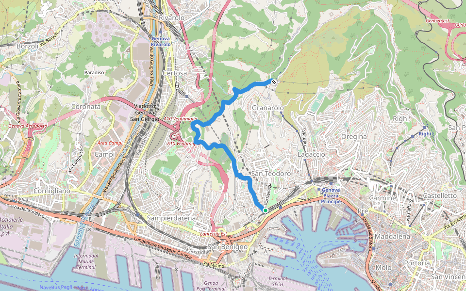 Salita degli Angeli - Porta di Granarolo Hiking Trail - Genova, Liguria ...