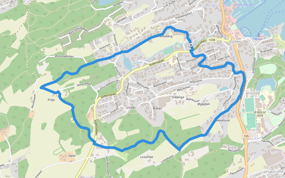 Hiking trail in Vollen Vel in Akershus | Walking Map