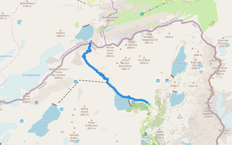 D00 - Via del Gries - Stage 4 - from Riale to Passo del Gries | Walking Map
