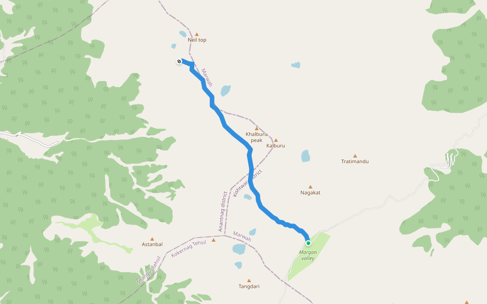 Nagputin and Zambkash Lake from Margan Valley | Walking Map