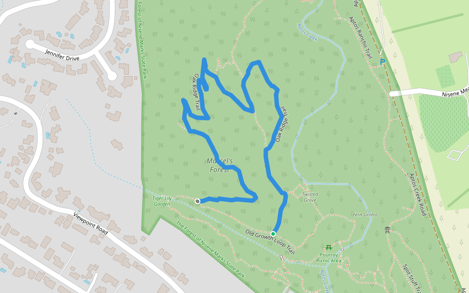 Oak Ridge Trail in California | Walking Map