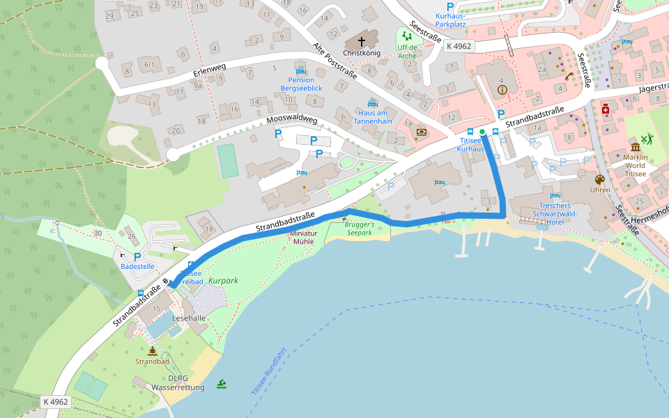 Titisee Kurhaus - Lido de Titisee Sentier de randonnée - Titisee ...