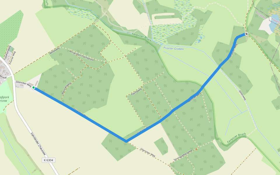 Access road from the direction of Kartzow in Brandenburg | Walking Map