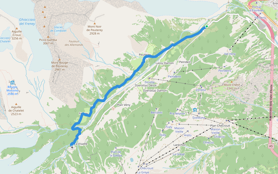 Plan Ponquet - Peuterey - Visaille (tour of the three bridges ...