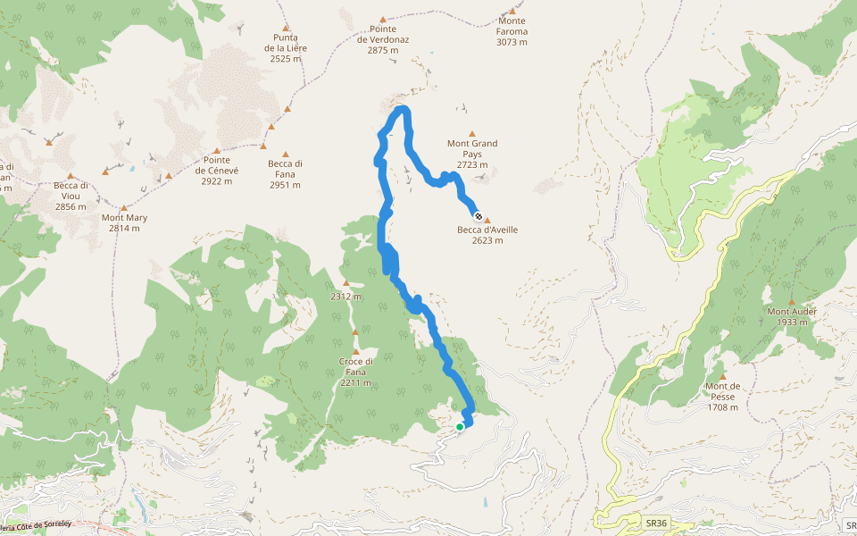 Fonteil - Becca d'Aveille | Walking Map