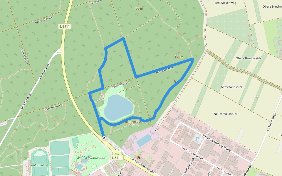Rundwanderweg Viernheim Waldsee 1: Waldsee-Weg in Hessen | Walking Map