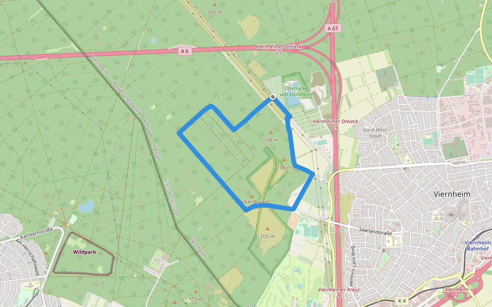 Circular hiking trail Viernheim Lampertheimer Straße 2 ...