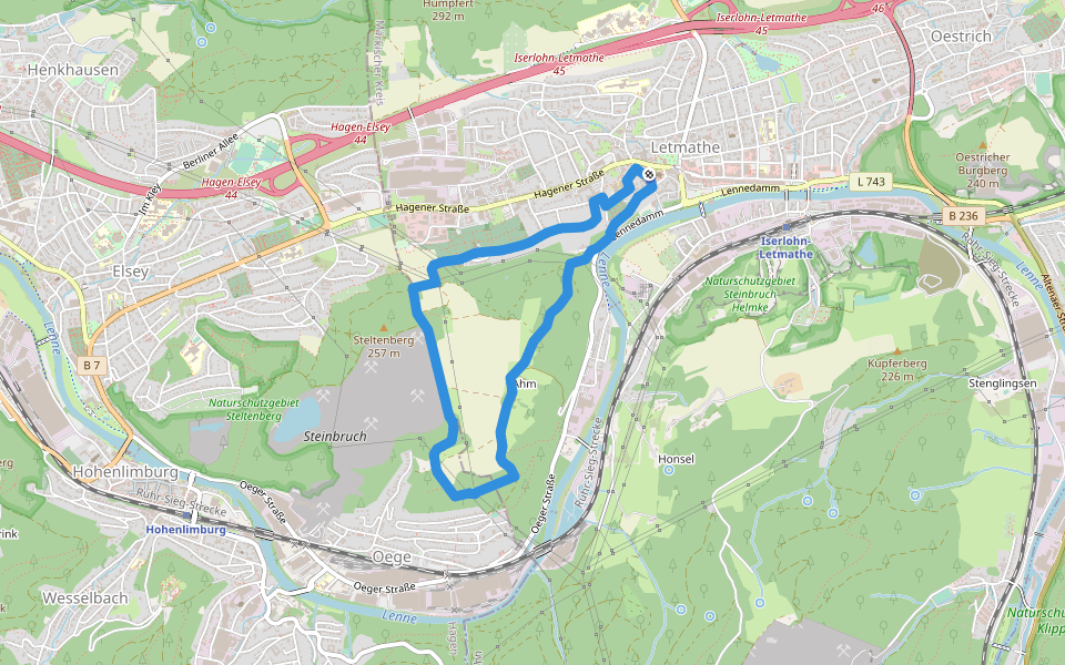 Letmathe circular route 5 in Nordrhein-Westfalen | Walking Map