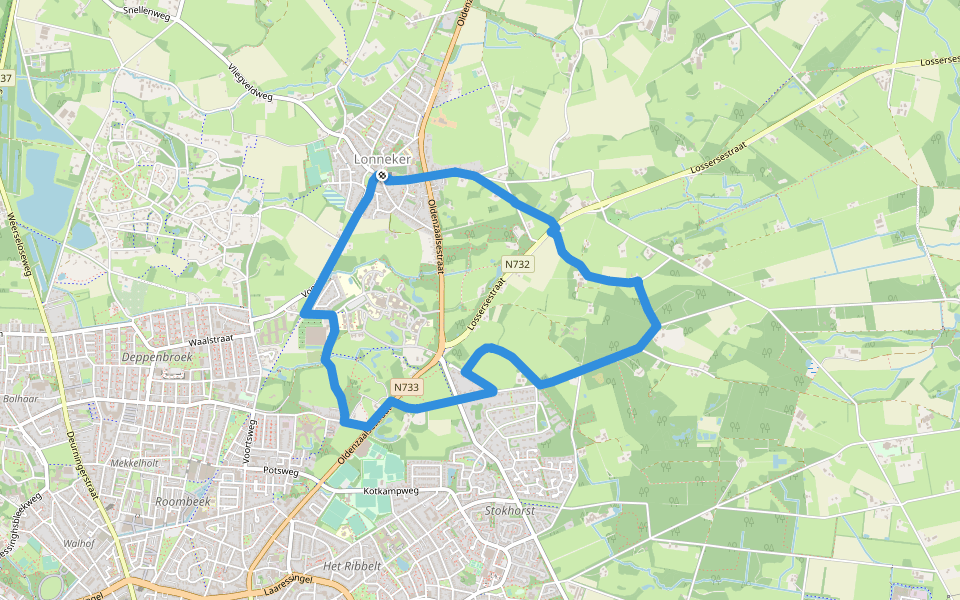 WNW Twente- Lonneker - red route in Overijssel | Walking Map