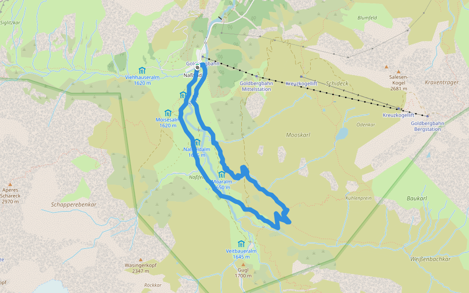 Nassfeld nature trail (large round) in Salzburg | Walking Map