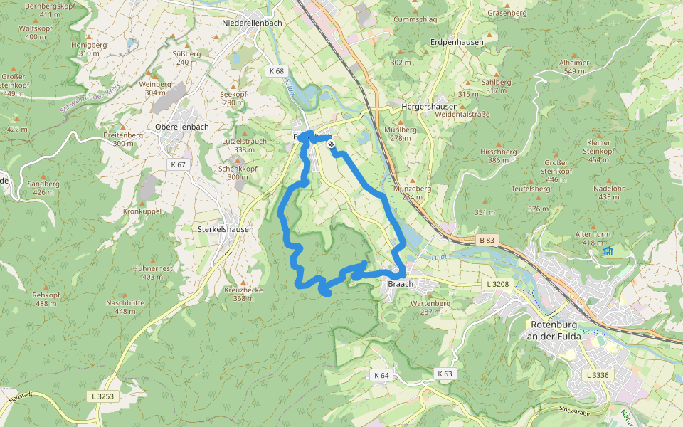 Braach circular route B7 in Hessen | Walking Map