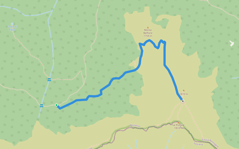 Fountain of the Shepherd - Monte Belfiore - Le Porraie | Walking Map