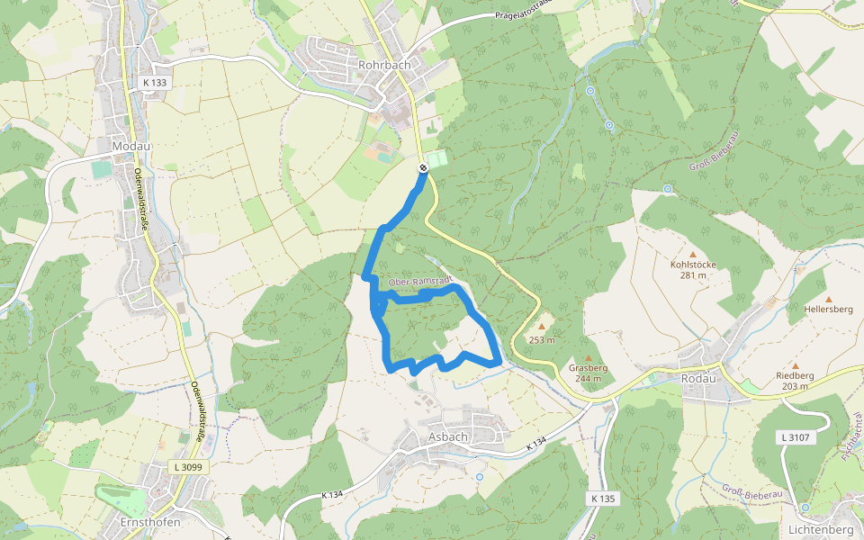 Circular hiking trail Ober-Ramstadt Grandes Semailles 2: Weichkopfweg ...