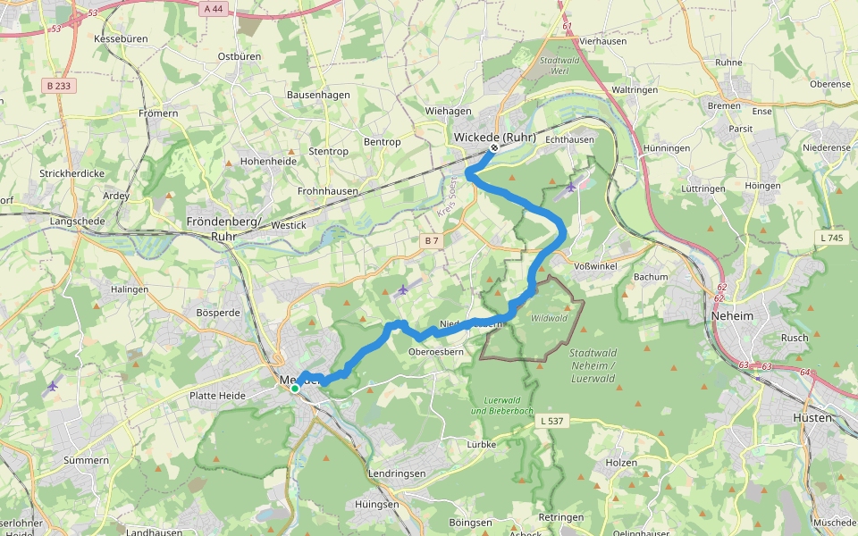 [Triangle] Menden station - Wickede station in Nordrhein-Westfalen ...