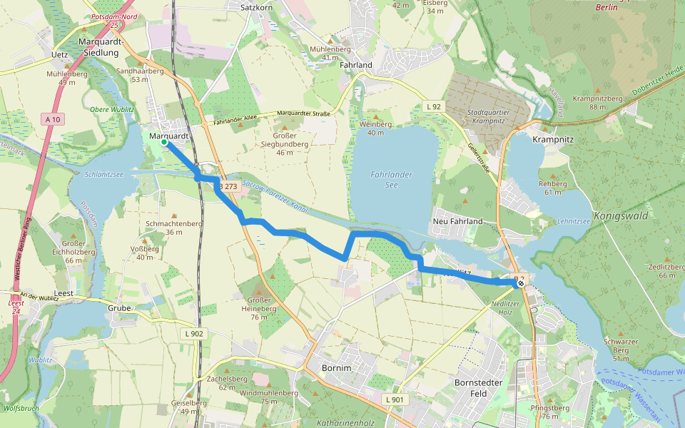 Marquardt - Nedlitz in Brandenburg | Walking Map