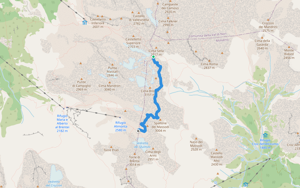 Via ferrata of the high Bocchette | Walking Map
