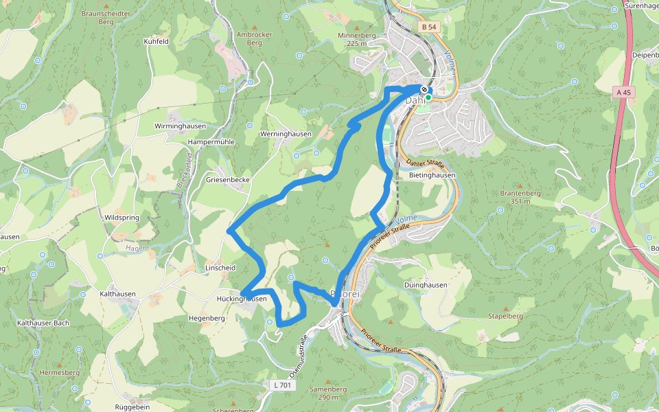 Circular trail A7 Höhenweg Links der Volme (Dahl) Hiking - Hagen ...