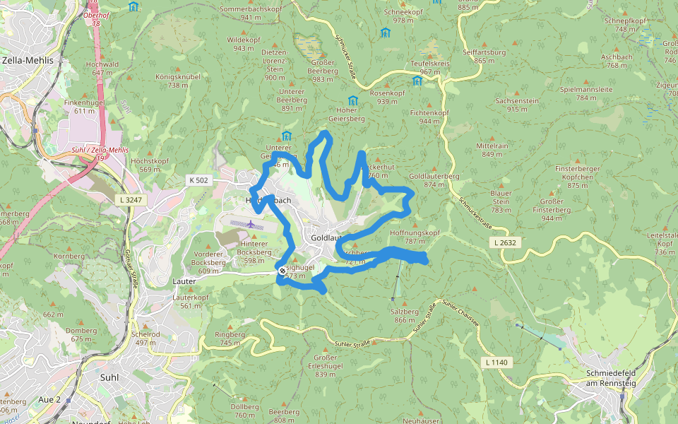 Goldlauter-Heidersbach circular hiking trail in Thüringen | Walking Map