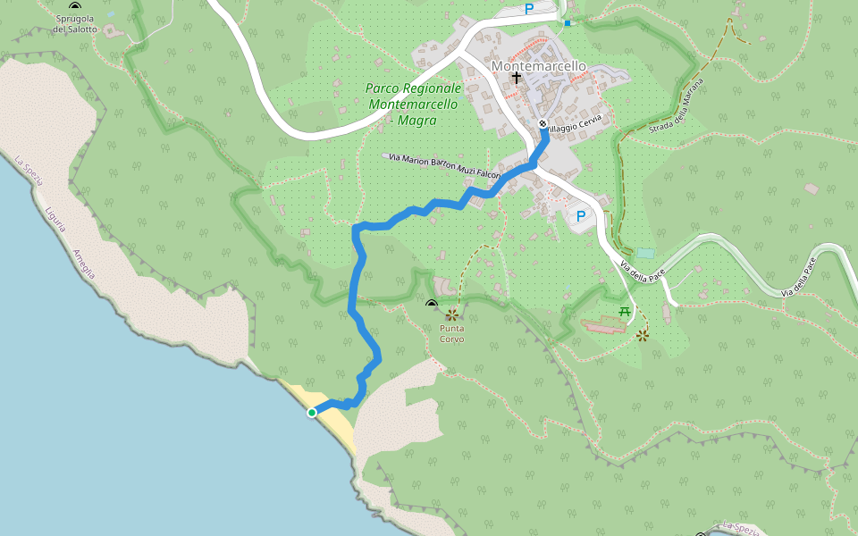 Montemarcello Punta Corvo Beach Walking Map