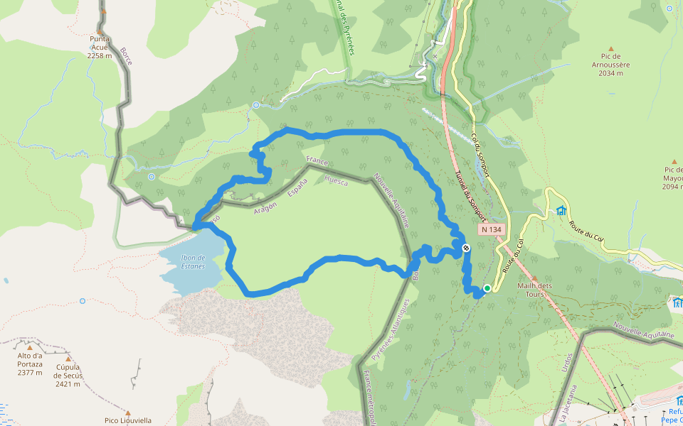 Lac d'Estaëns trail PNP in Nouvelle-Aquitaine | Walking Map
