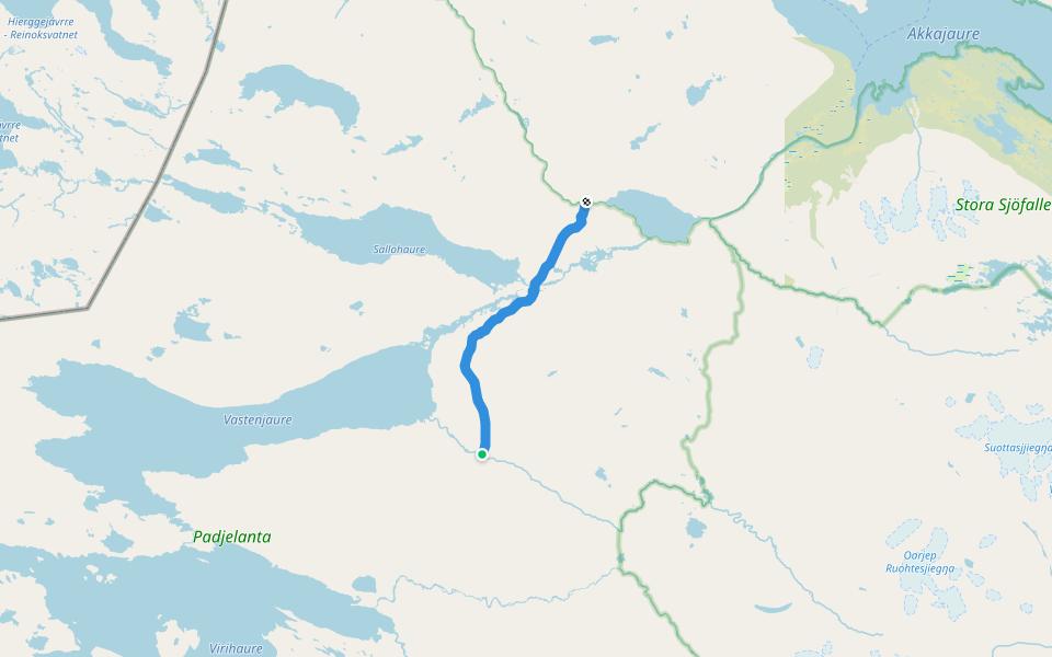 Nordkalottruta Stage 33: Kutjaurestugan - Låddejåkkå | Walking Map