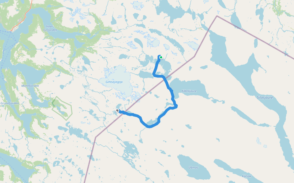 Nordkalottruta Stage 30: Paurohytta - Røysvatn | Walking Map