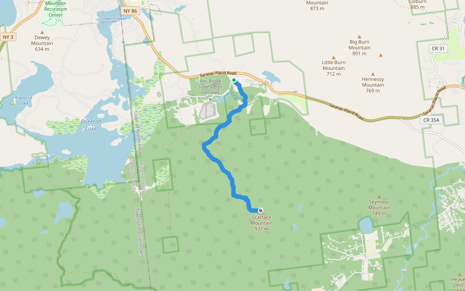 Scarface Mountain Trail in New York | Walking Map