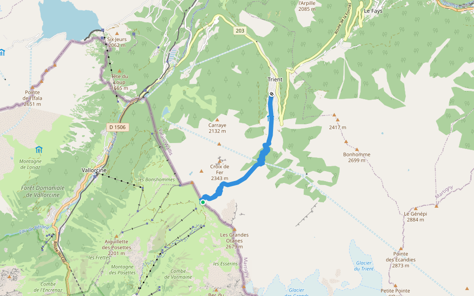 WHR Stage 2.2 Col de Balme – Trient in Auvergne-Rhône-Alpes | Walking Map