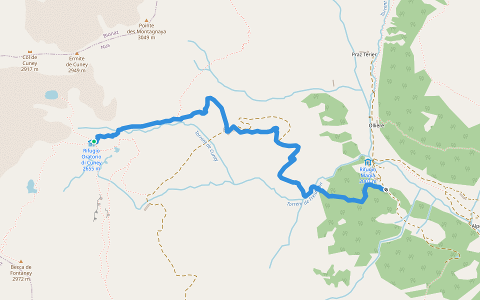 Itinerary 12 Praz Rifugio Cuney | Walking Map