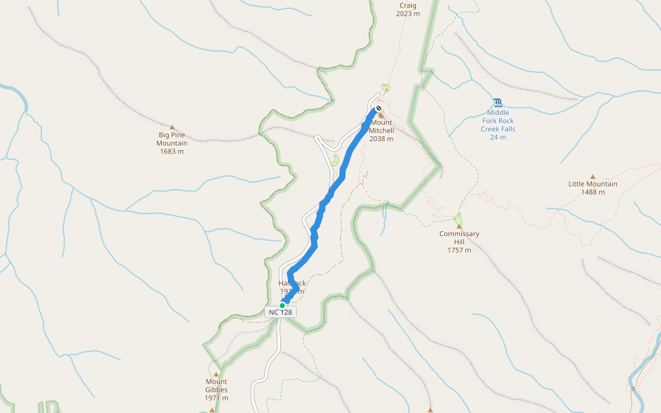 Old Mitchell Trail in North Carolina | Walking Map