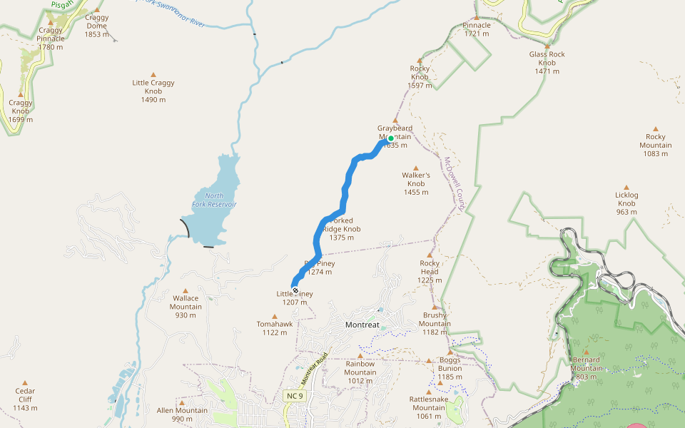 West Ridge Trail in North Carolina | Walking Map