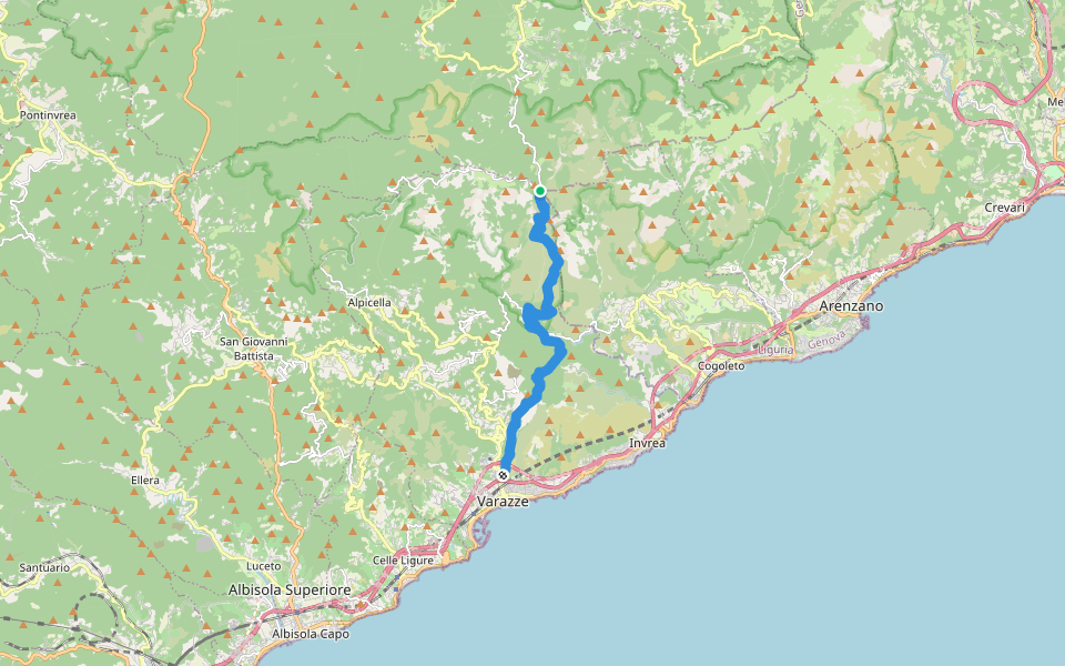 Varazze - Hermitage of the Desert - Pratorotondo | Walking Map