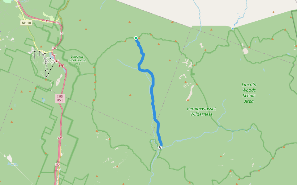 Franconia Brook Trail in New Hampshire | Walking Map