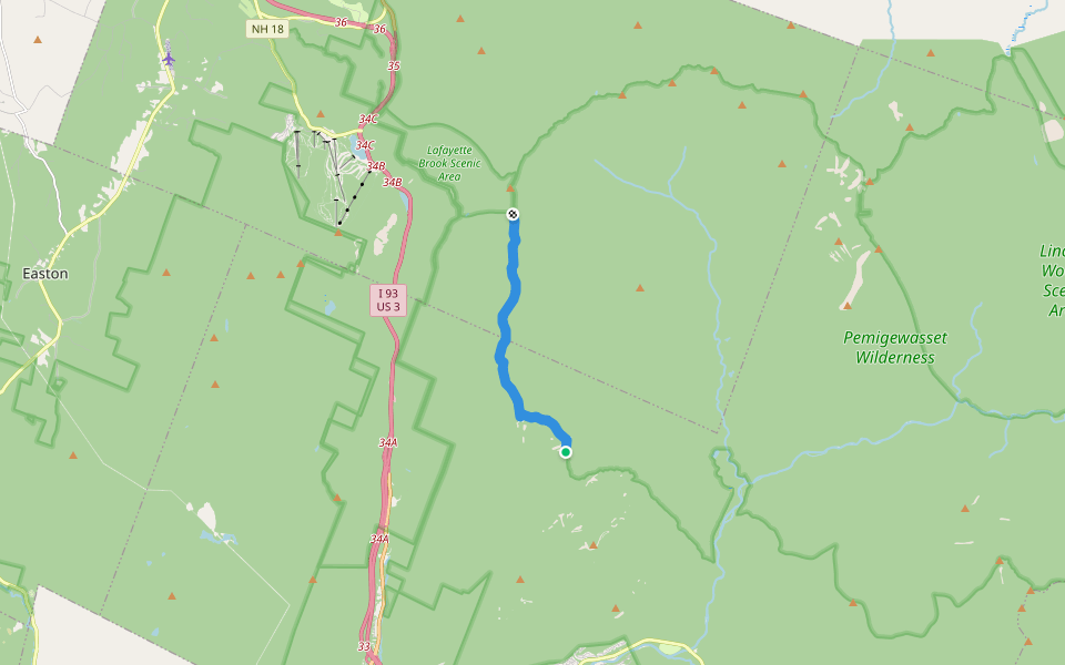 Sendero de la cresta de Franconia in New Hampshire | Walking Map