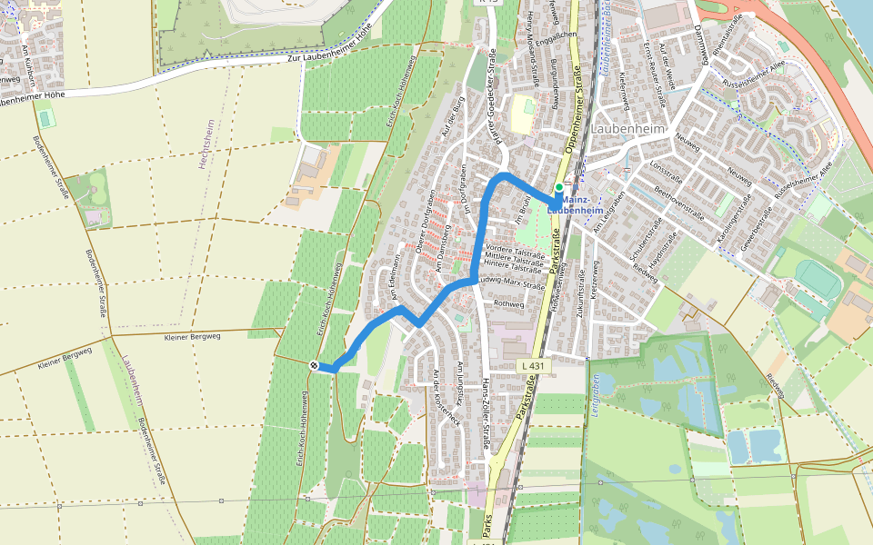 Rheinterrassenweg access route Mainz-Laubenheim station in Rheinland ...