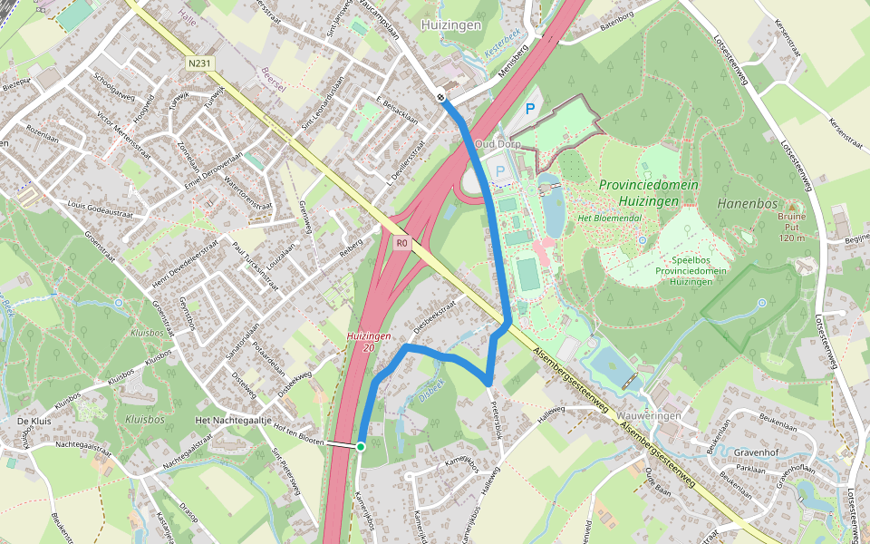 Streek-GR Green Belt Approach route to Huizingen in Vlaams Gewest ...