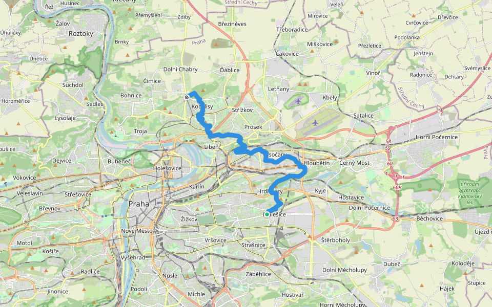 [M] Kobylisy - NS Prague 9 - Malešice Hiking Trail - Hlavní město Praha ...