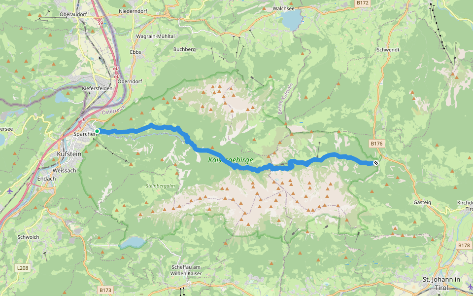 Hiking trail 801 - Kaiser Mountains in Tirol | Walking Map